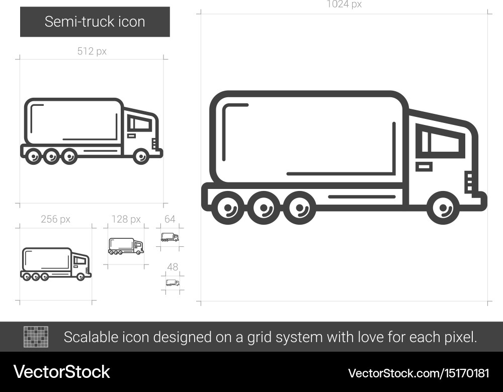 Semi-truck line icon Royalty Free Vector Image