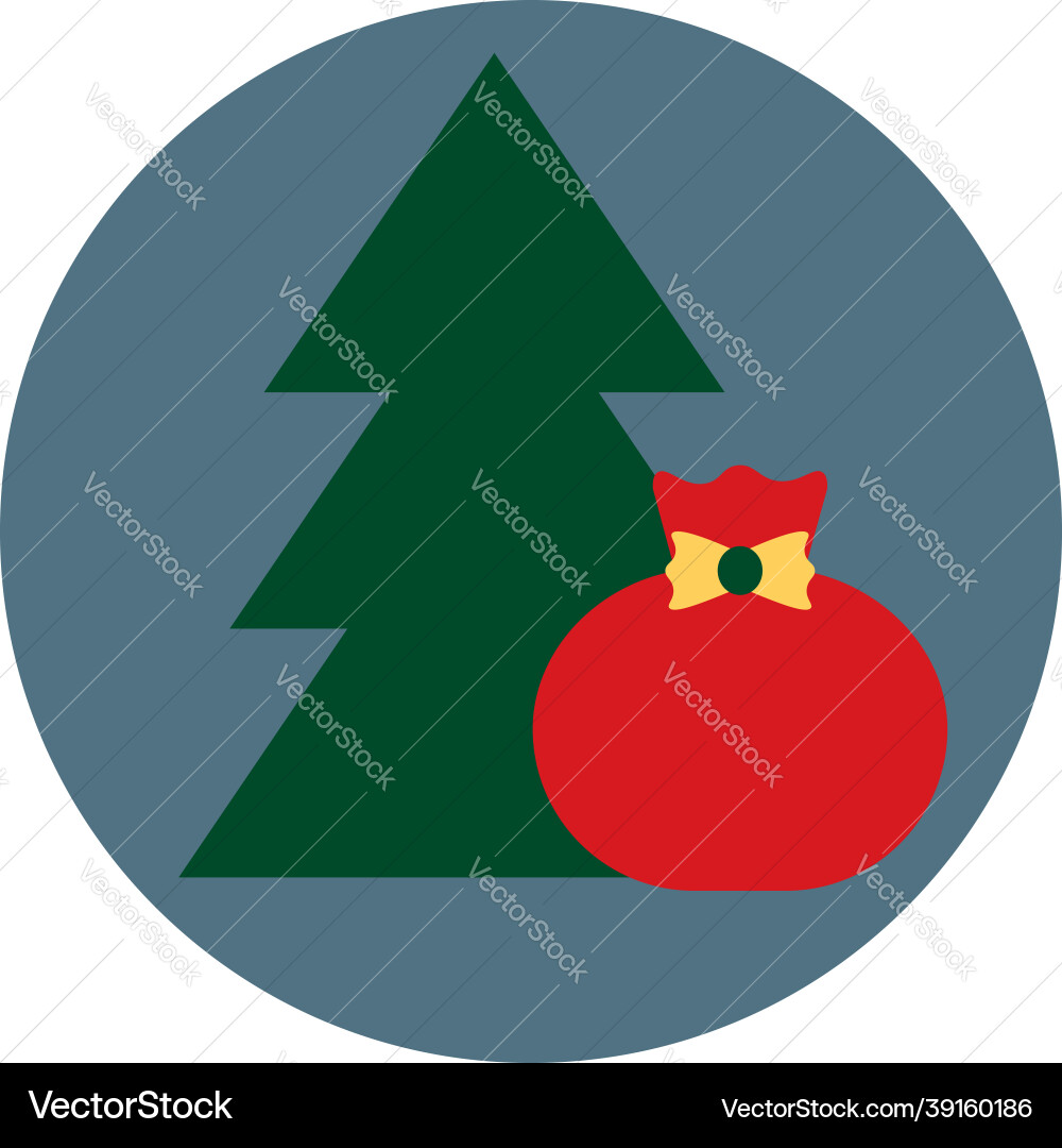 Christmas tree and red gift sack on a white Vector Image