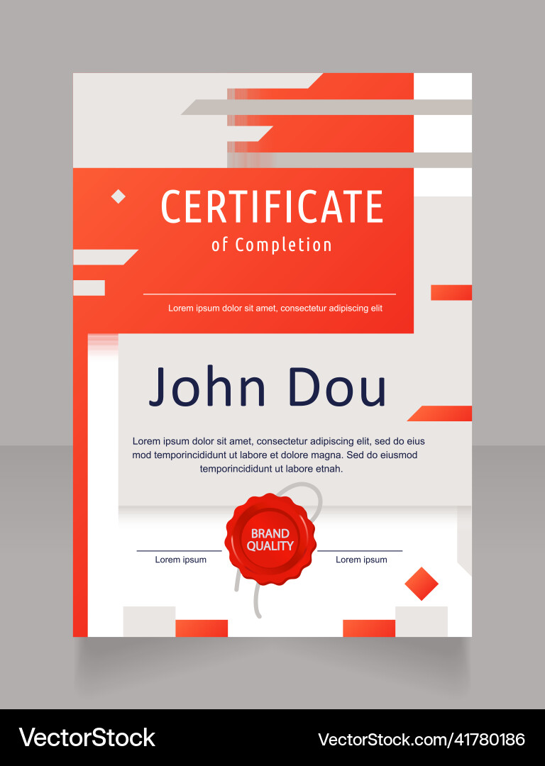 Course completion certificate design template Vector Image