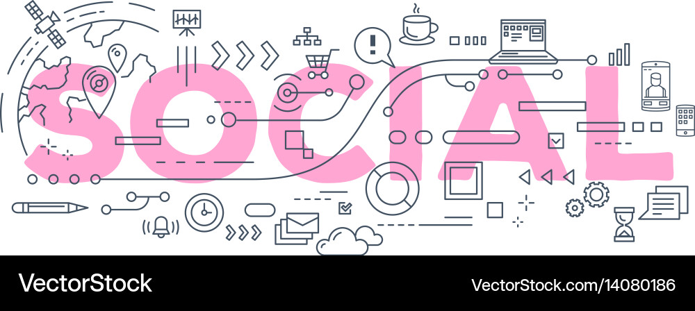 Creative of social word lettering Royalty Free Vector Image