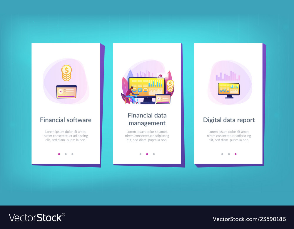 Financial data management app interface template Vector Image