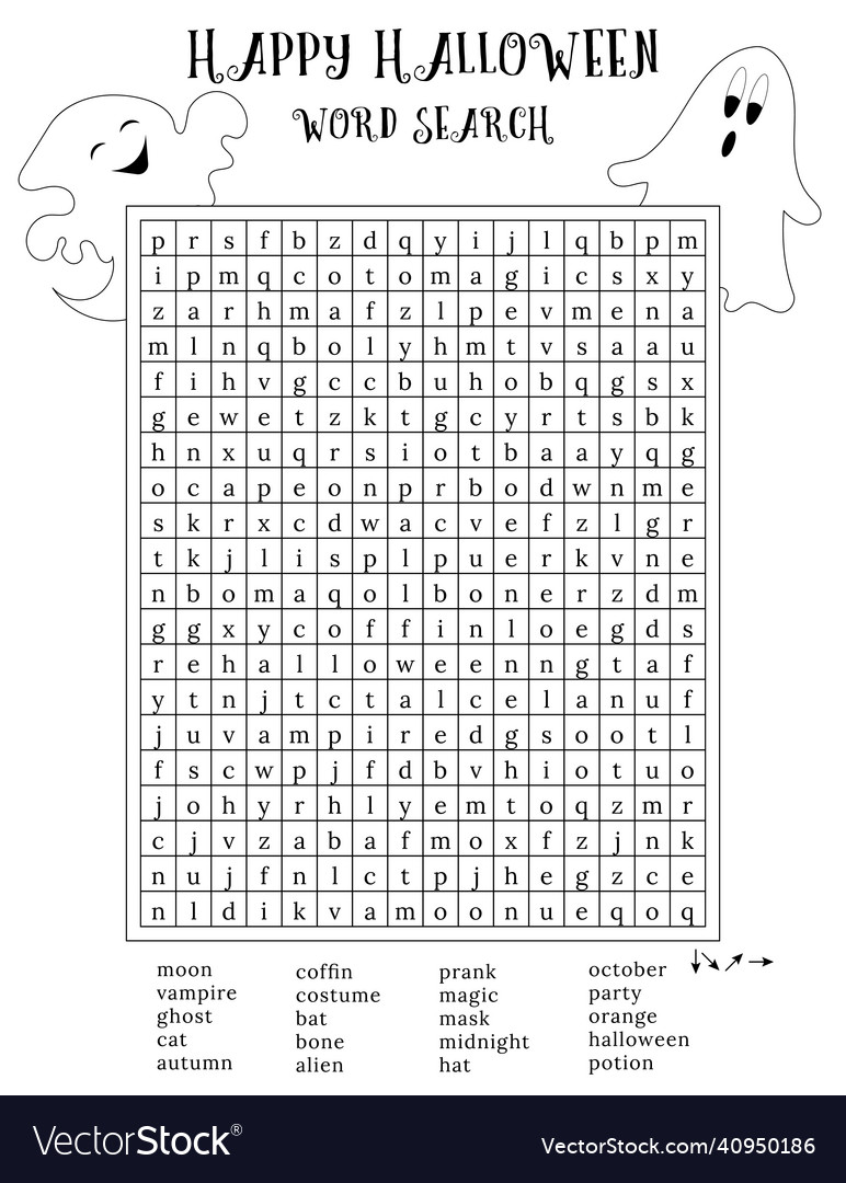 Happy halloween word search puzzle Royalty Free Vector Image