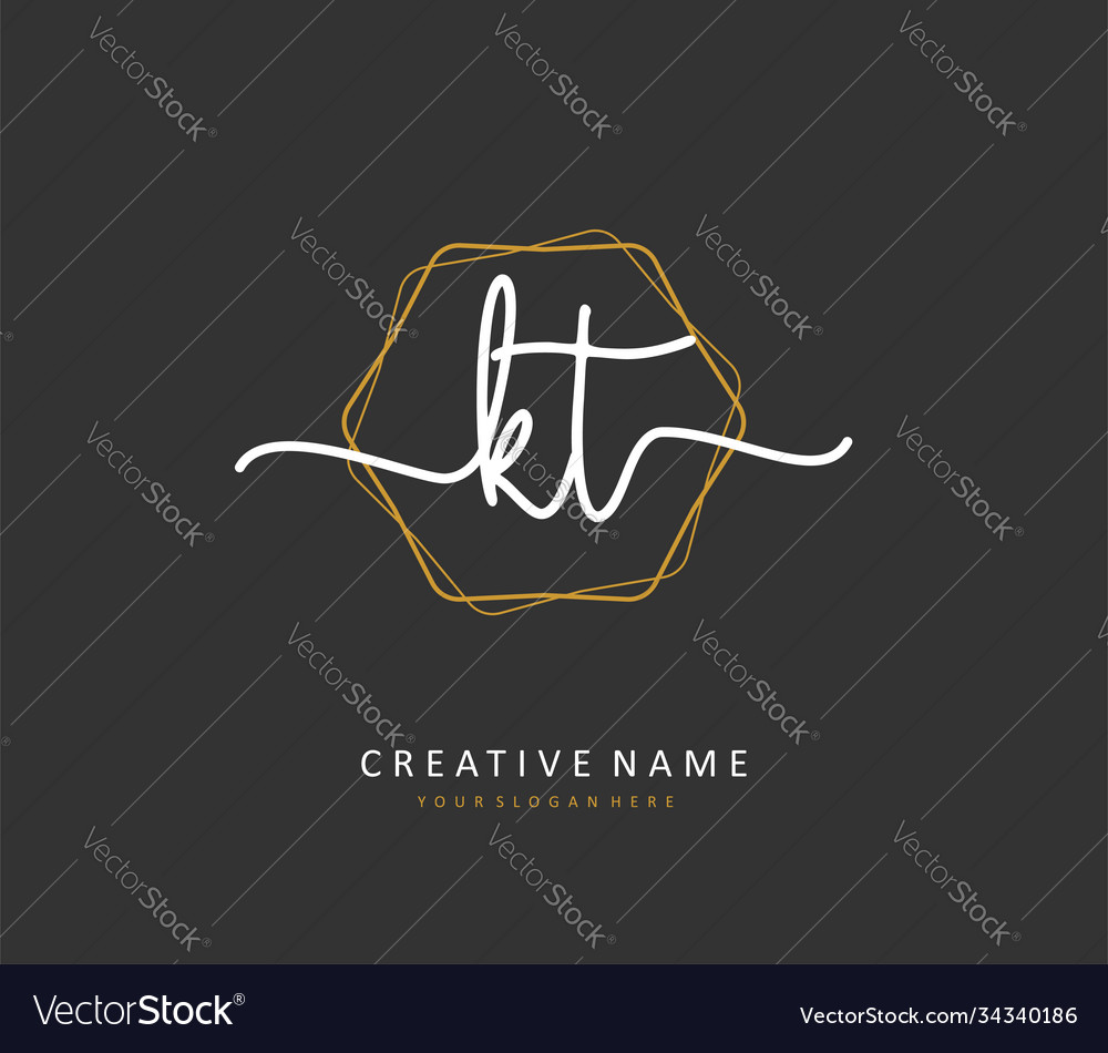 K T Kt Initial Letter Handwriting And Signature Vector Image