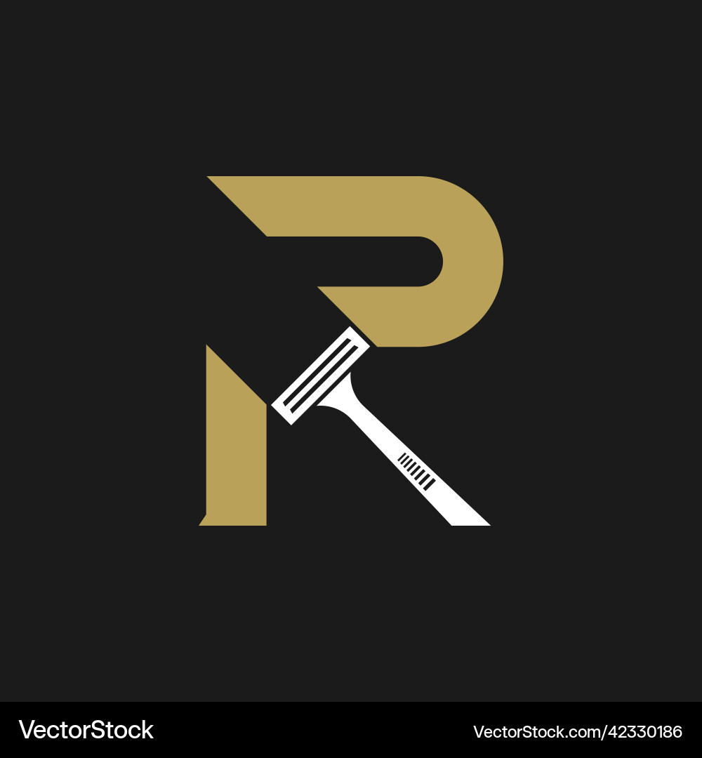 R letter razor company sharp blade barber logo Vector Image