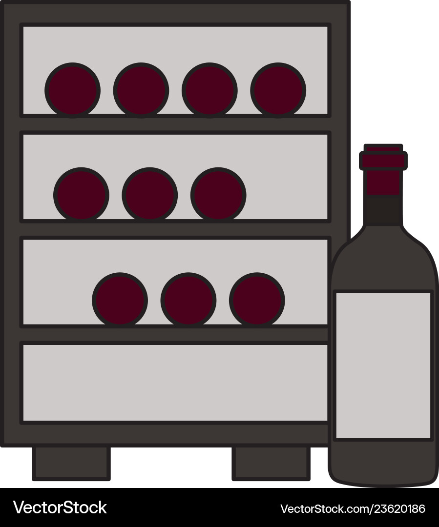 Refrigerator with wine bottles Royalty Free Vector Image