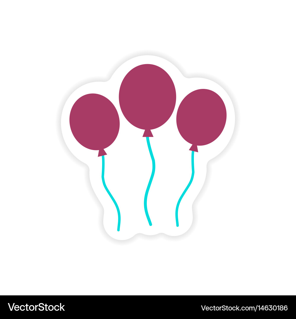 Stylish paper sticker on white background balloons