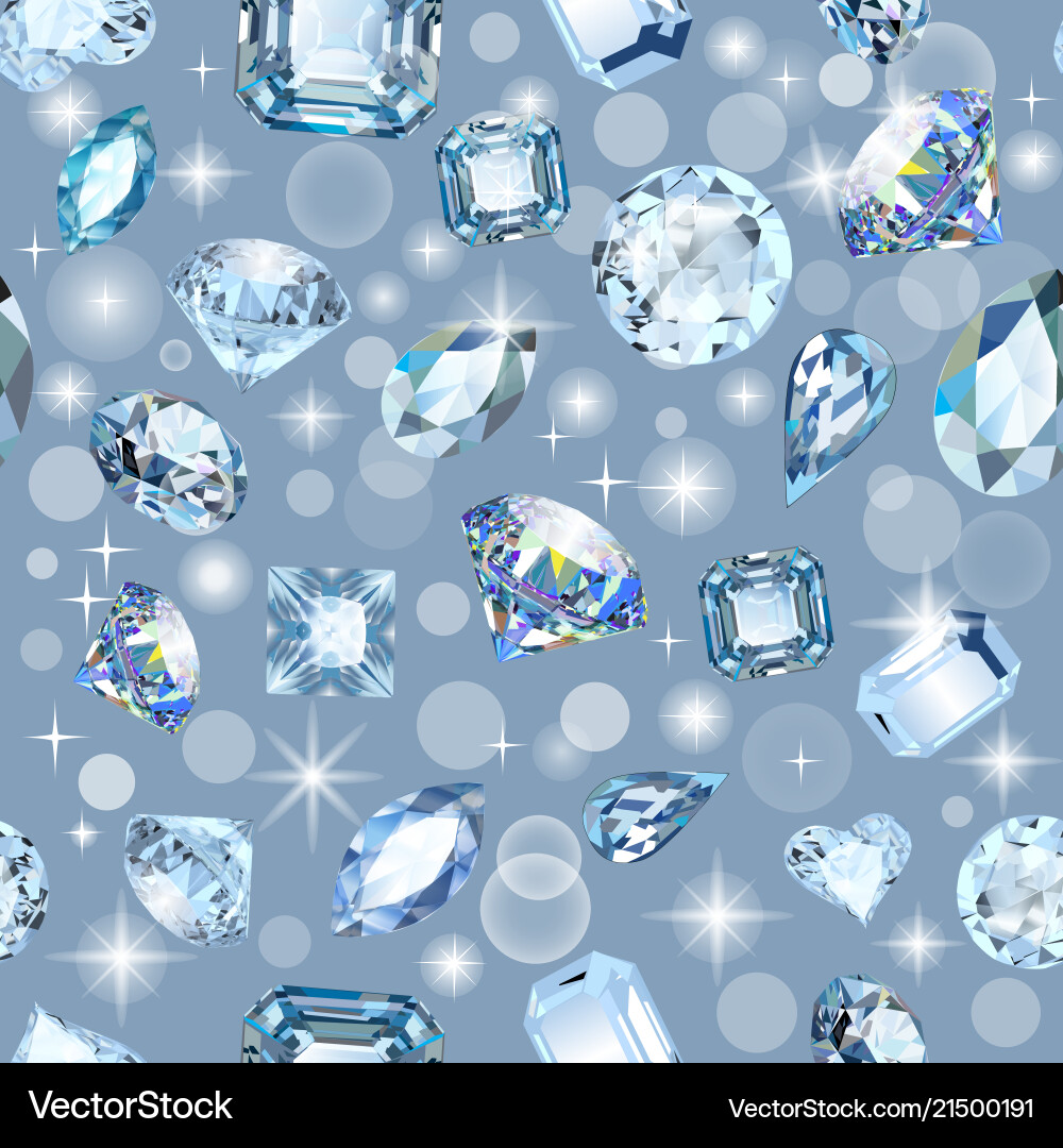Background seamless shiny gems of different cuts Vector Image