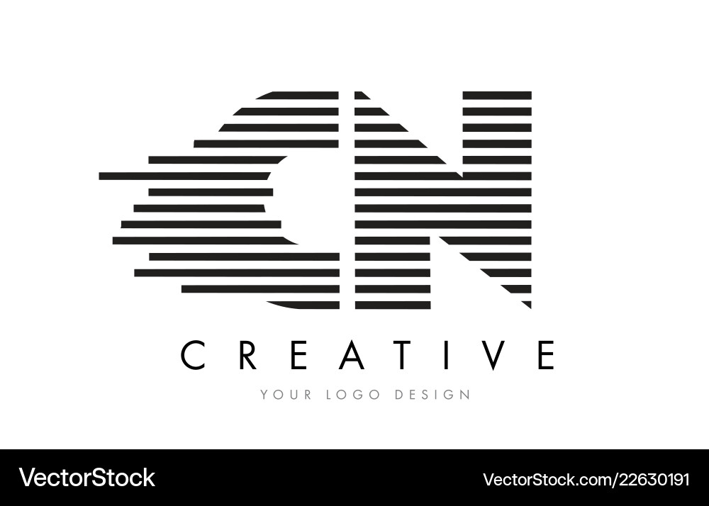 Cn c n zebra letter logo design with black Vector Image