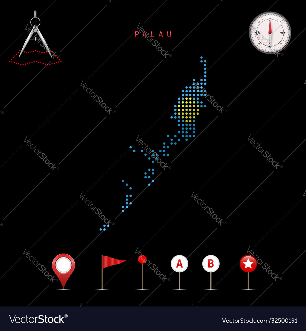 Dotted map palau painted in national flag Vector Image