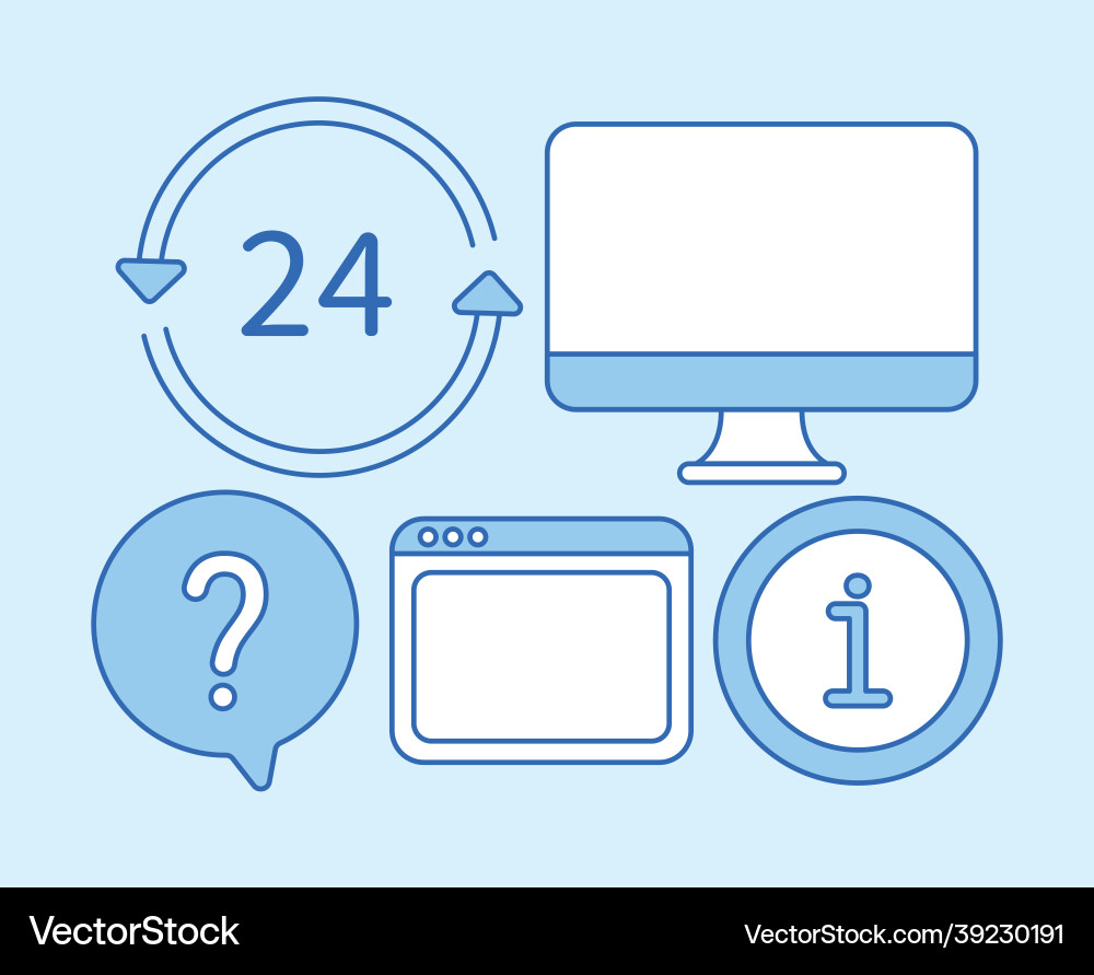 Five technical support items Royalty Free Vector Image