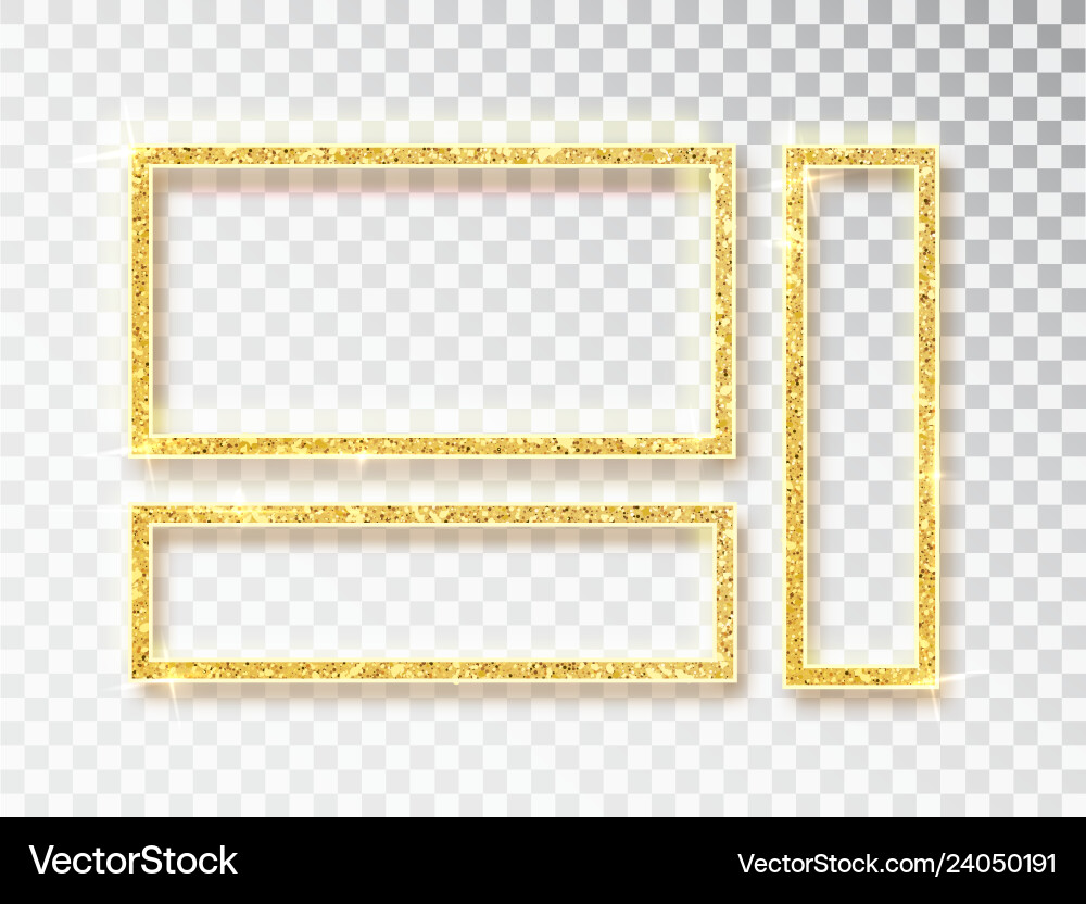 Gold shiny glowing frame set banners Royalty Free Vector