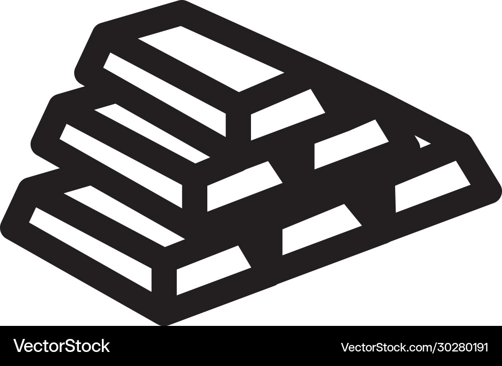 Golden ingot pile line style icon Royalty Free Vector Image