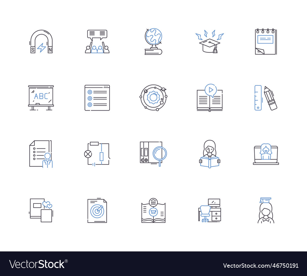 Homework outline icons collection exercise Vector Image