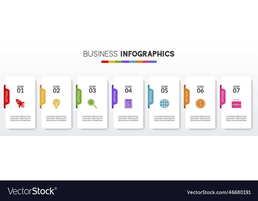Infographics design template and icons with 7 Vector Image