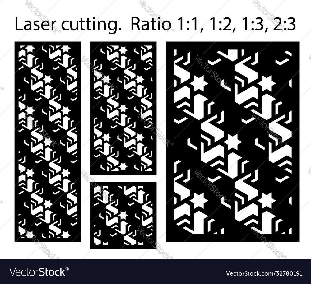 Laser pattern set decorative panels Royalty Free Vector