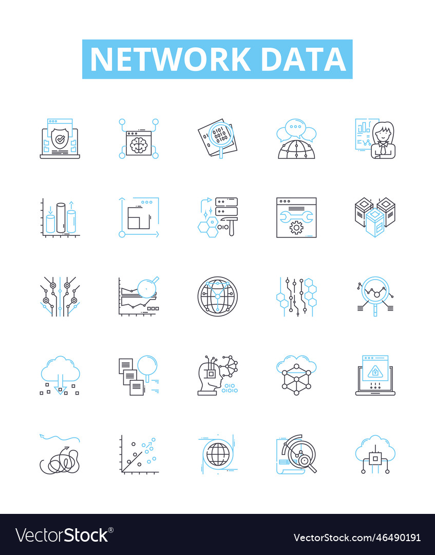 Network data line icons set networking Royalty Free Vector