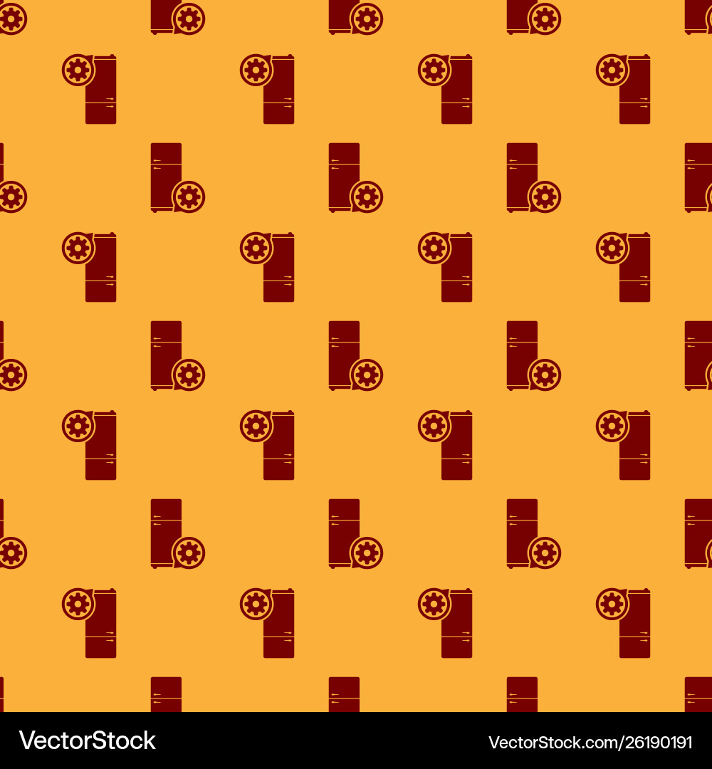 Red refrigerator and gear icon isolated seamless Vector Image