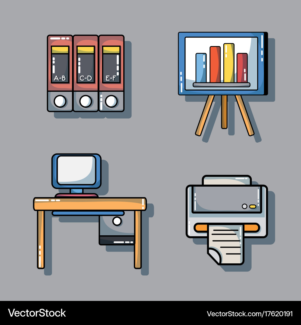 Set office tool to company information report Vector Image