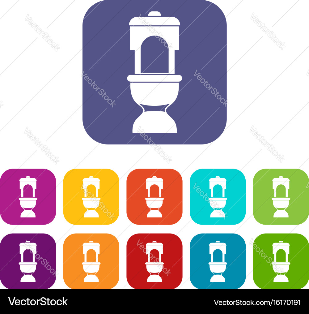 Toilet bowl icons set Royalty Free Vector Image