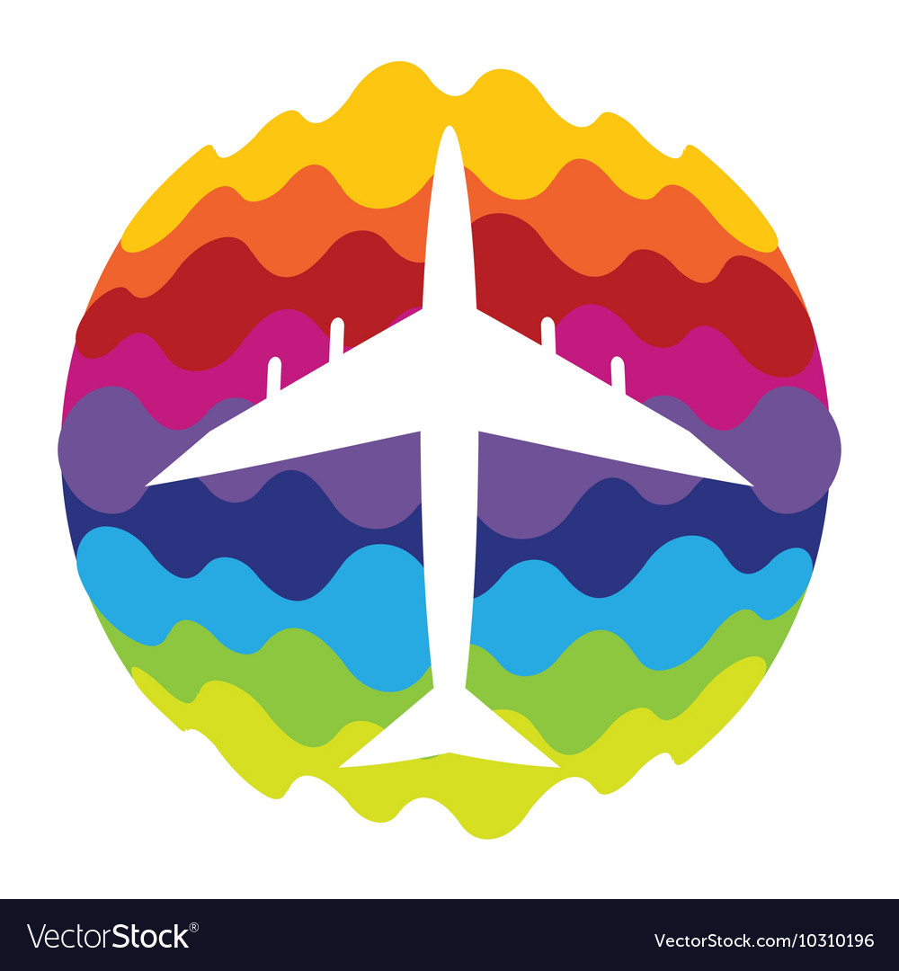 Airplane rainbow color icon for mobile Royalty Free Vector