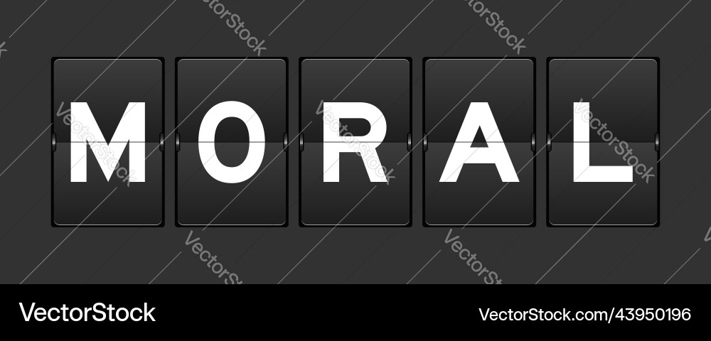 Black color analog flip board with word moral Vector Image