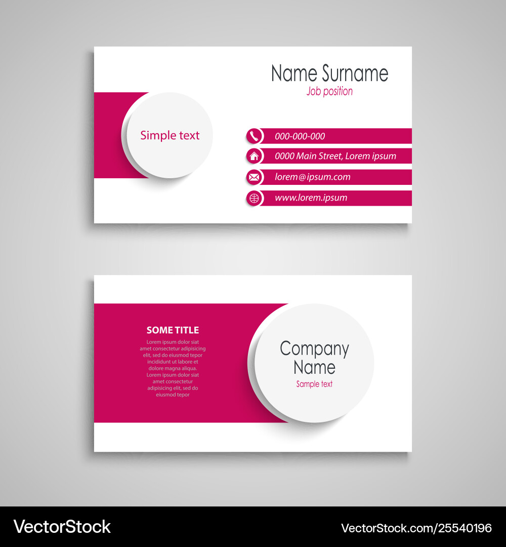 Business card with round patterns in pink white Vector Image