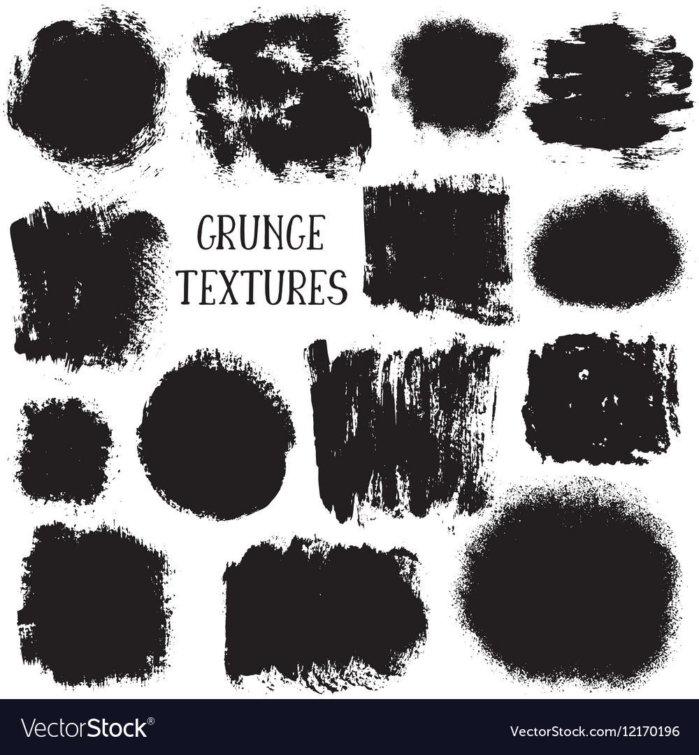 Collection of black ink abstract grunge Royalty Free Vector