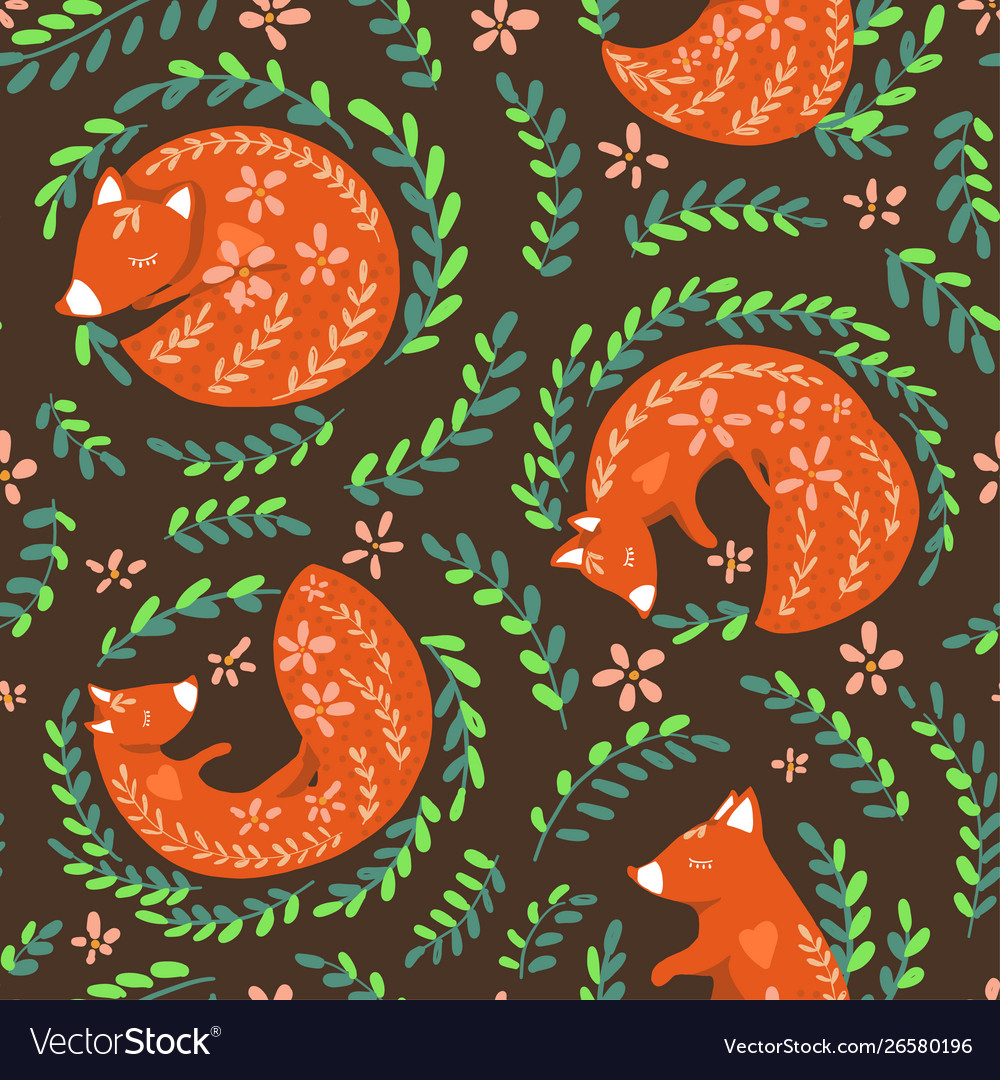 Fox seamless pattern Royalty Free Vector Image