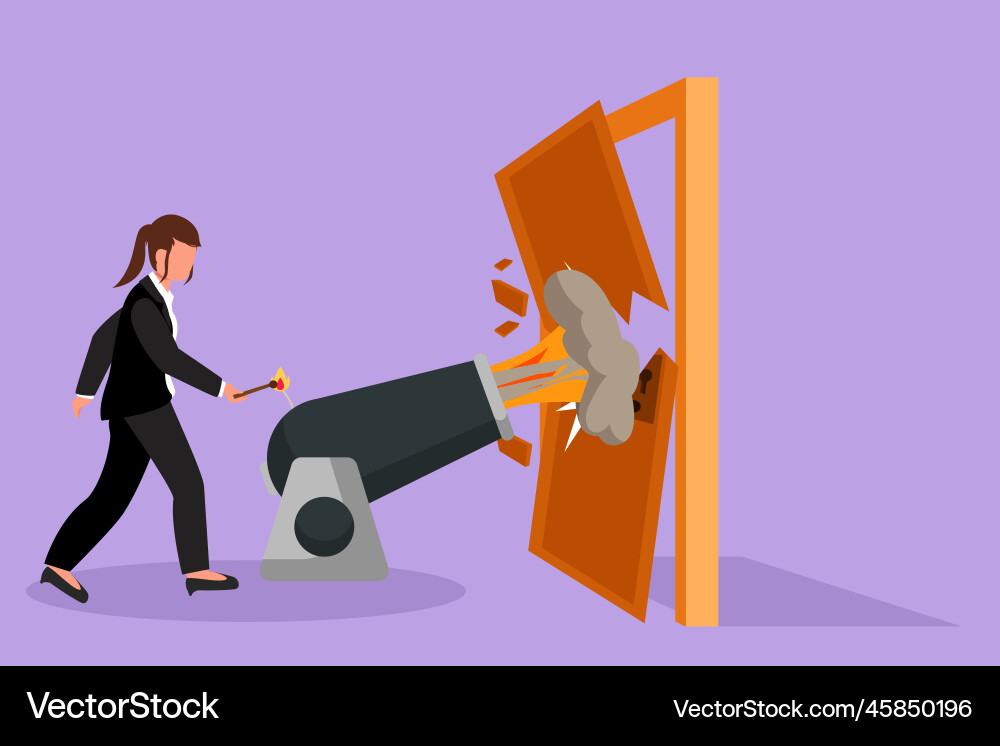 Graphic flat design drawing businesswoman ignites Vector Image