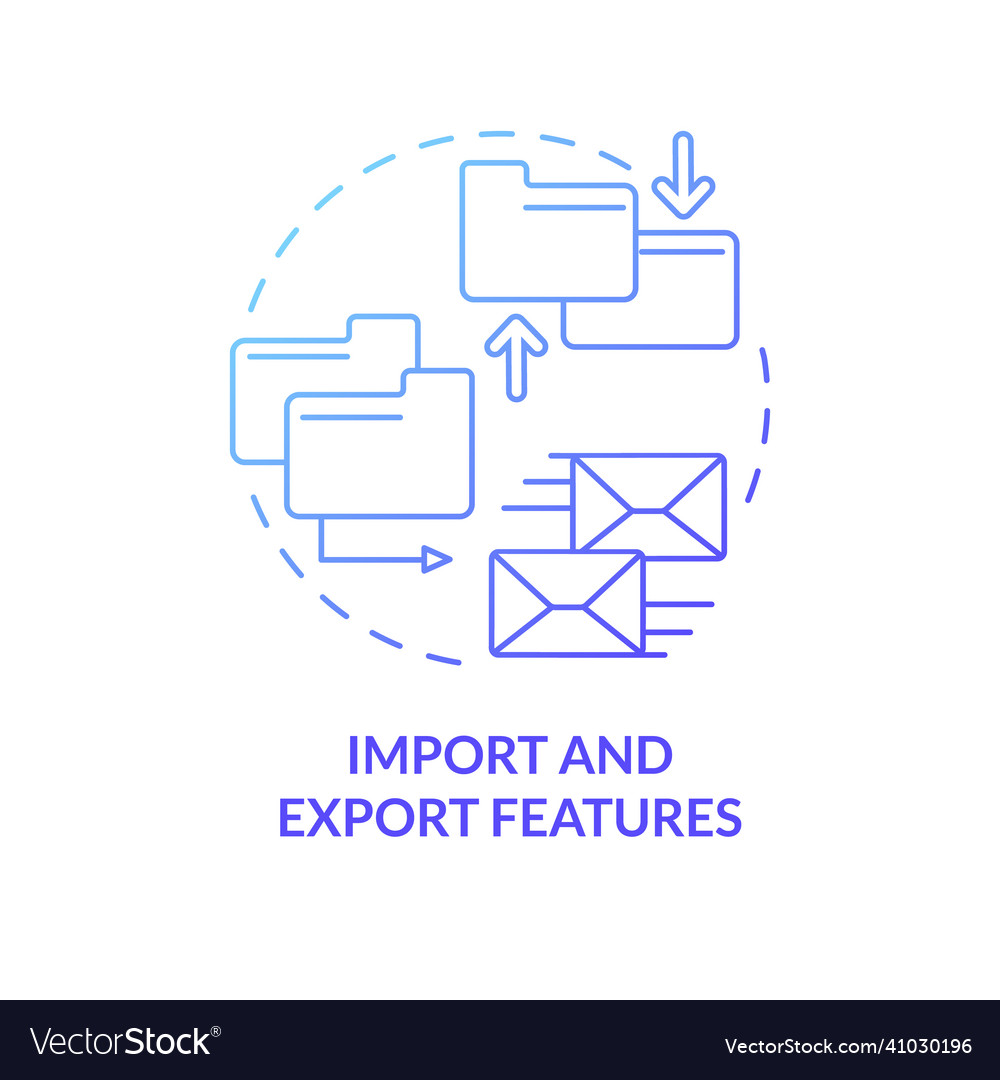 Import and export features blue gradient concept Vector Image
