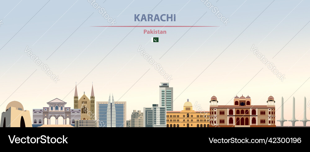 Karachi city skyline on colorful gradient Vector Image