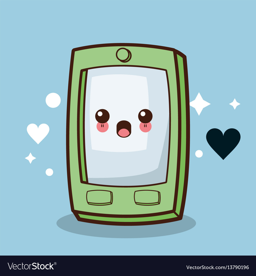 Kawaii smartphone character cartoon Royalty Free Vector