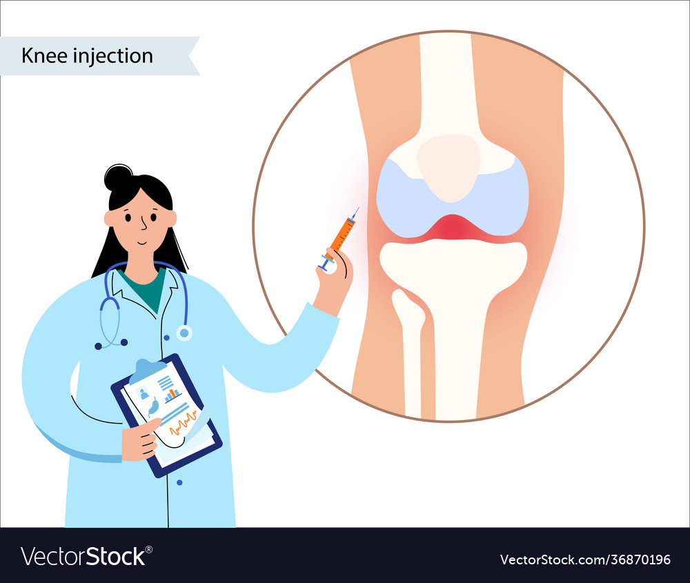 Knee injection concept Royalty Free Vector Image