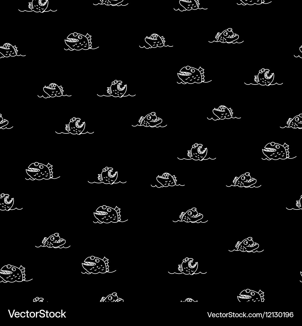 Piranha seamless pattern many bloodthirsty marine Vector Image