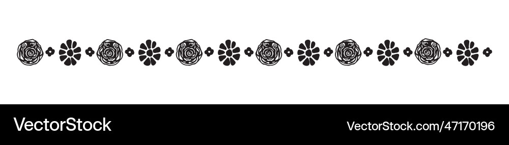 Quirky floral botanic border isolated Royalty Free Vector