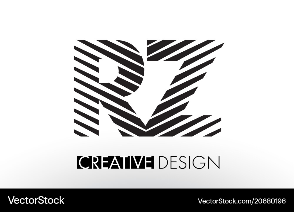 Rz r z lines letter design with creative elegant Vector Image