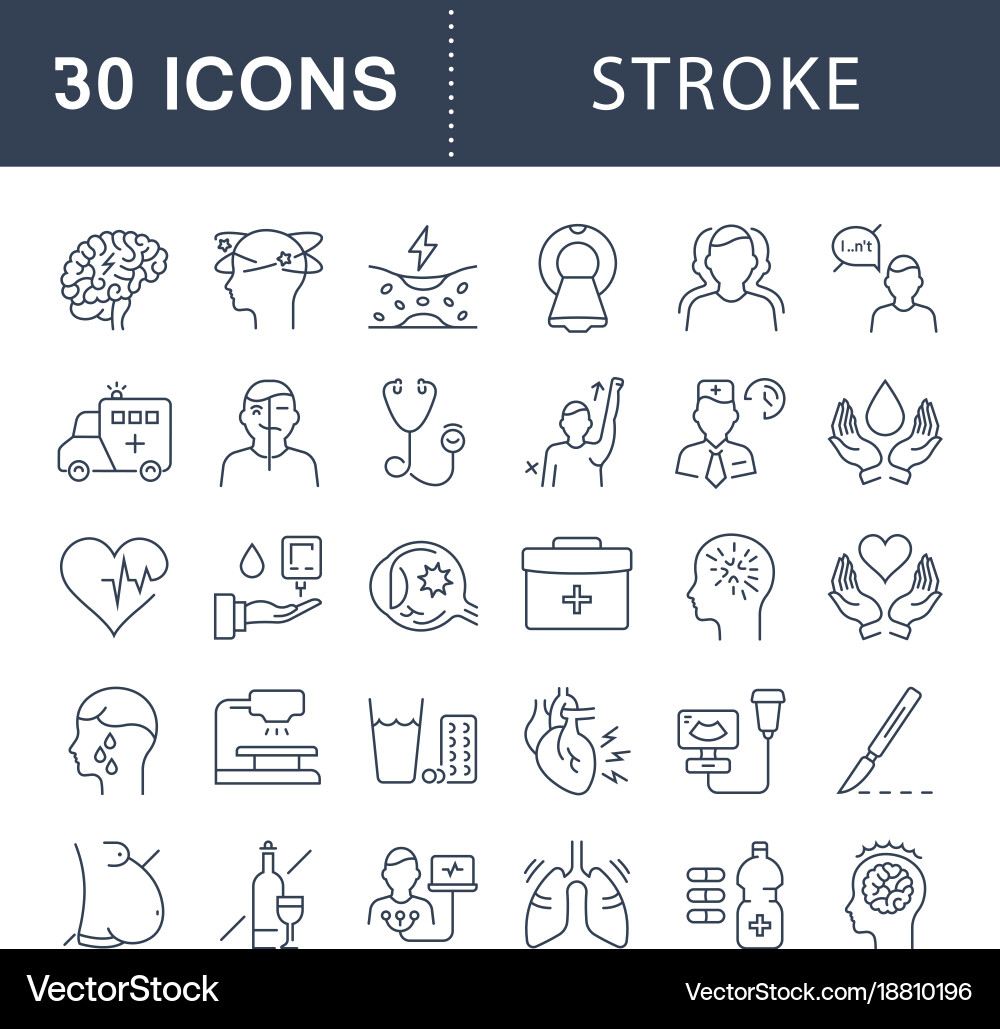 Set flat line icons of stroke Royalty Free Vector Image