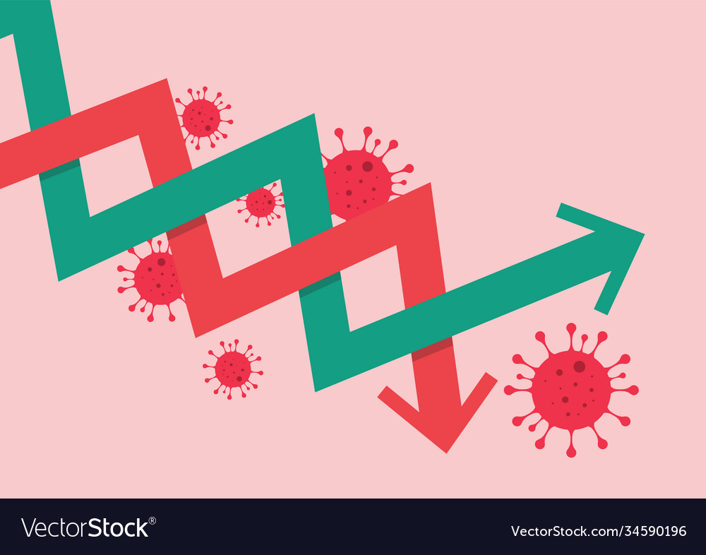 Stock market graph decrease due to covid-19 Vector Image