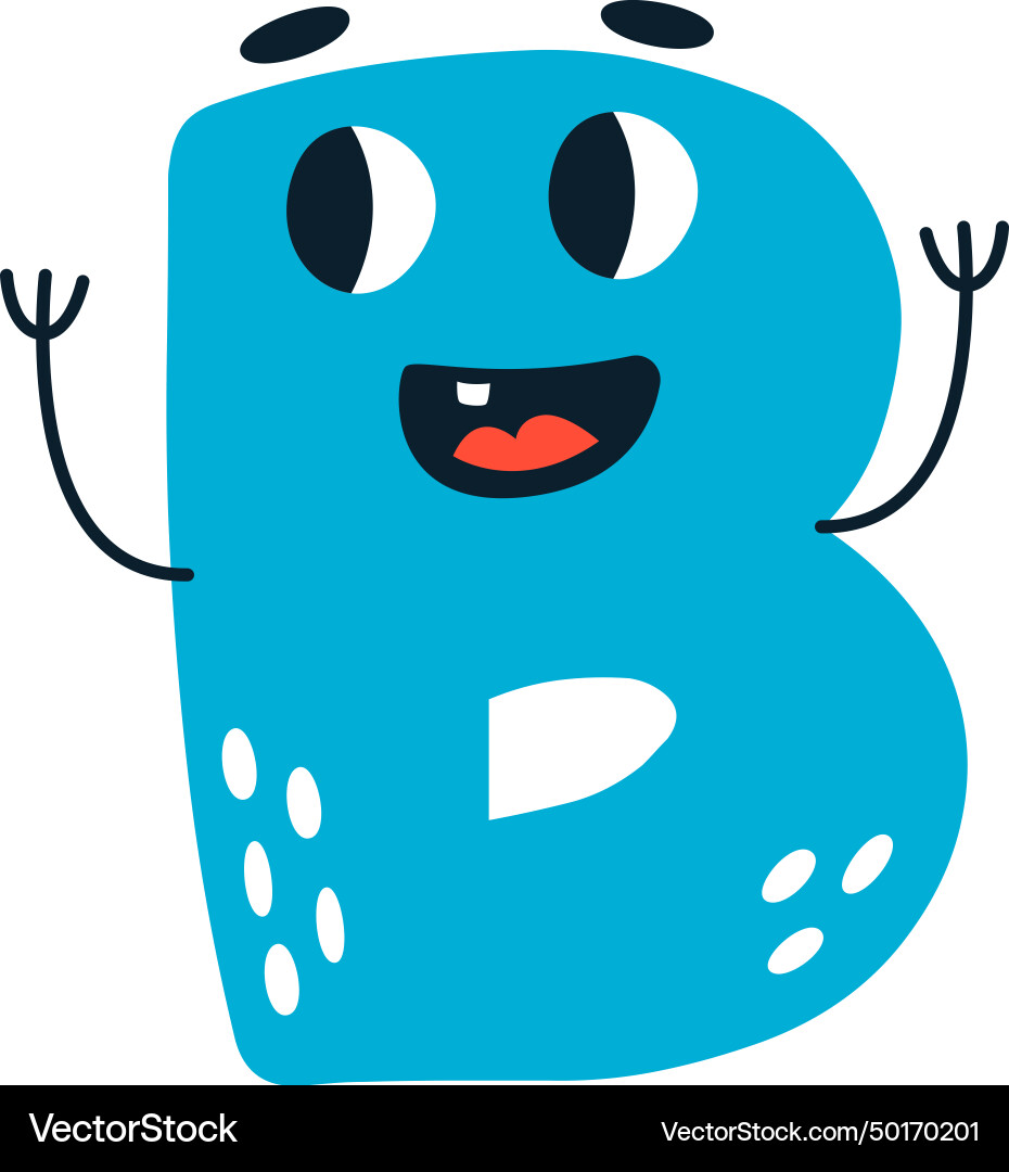 B letter funny children alphabet Royalty Free Vector Image