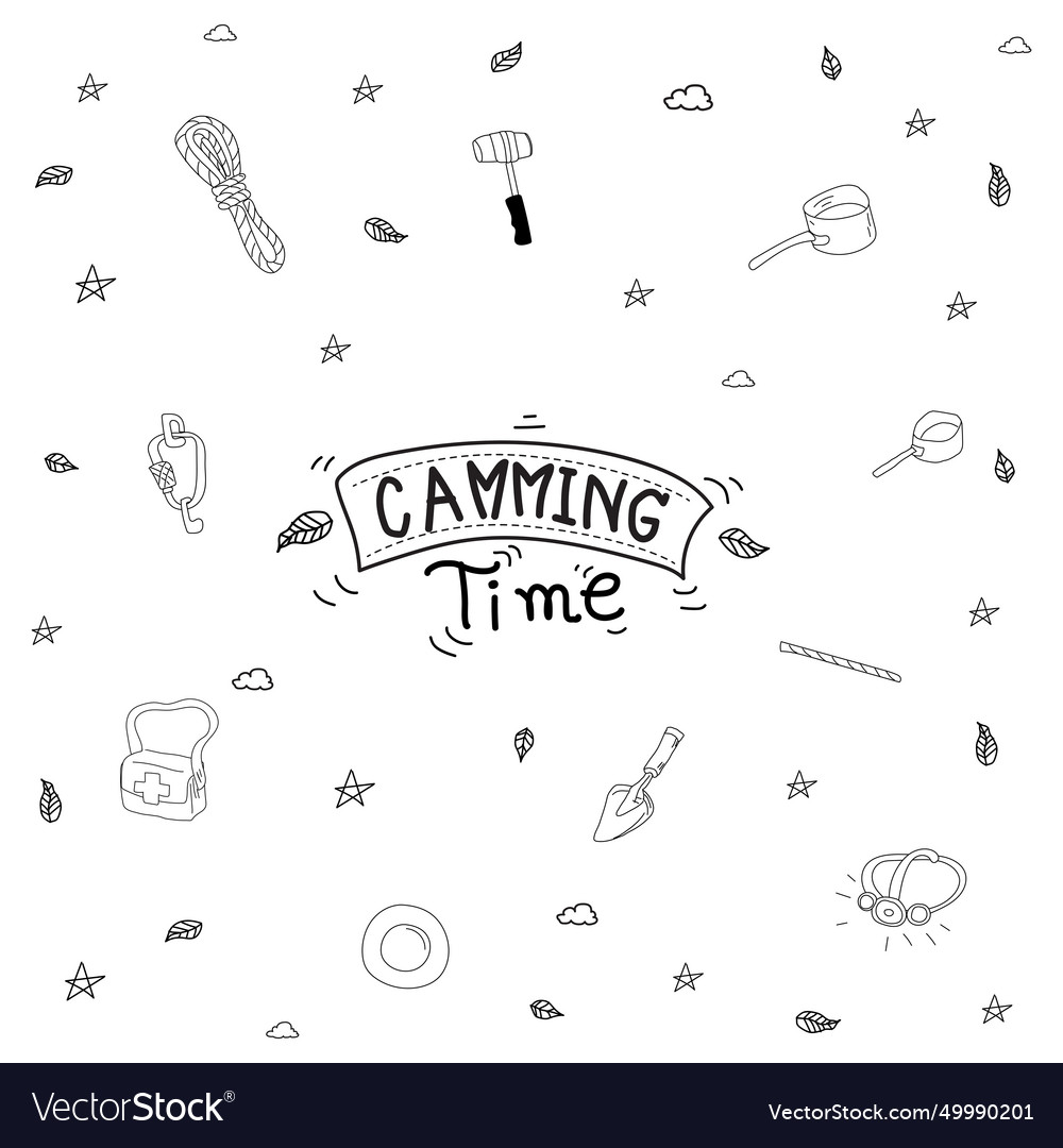 Camping hand drawn doodle Royalty Free Vector Image Camping hand drawn doodle Royalty Free Vector Image