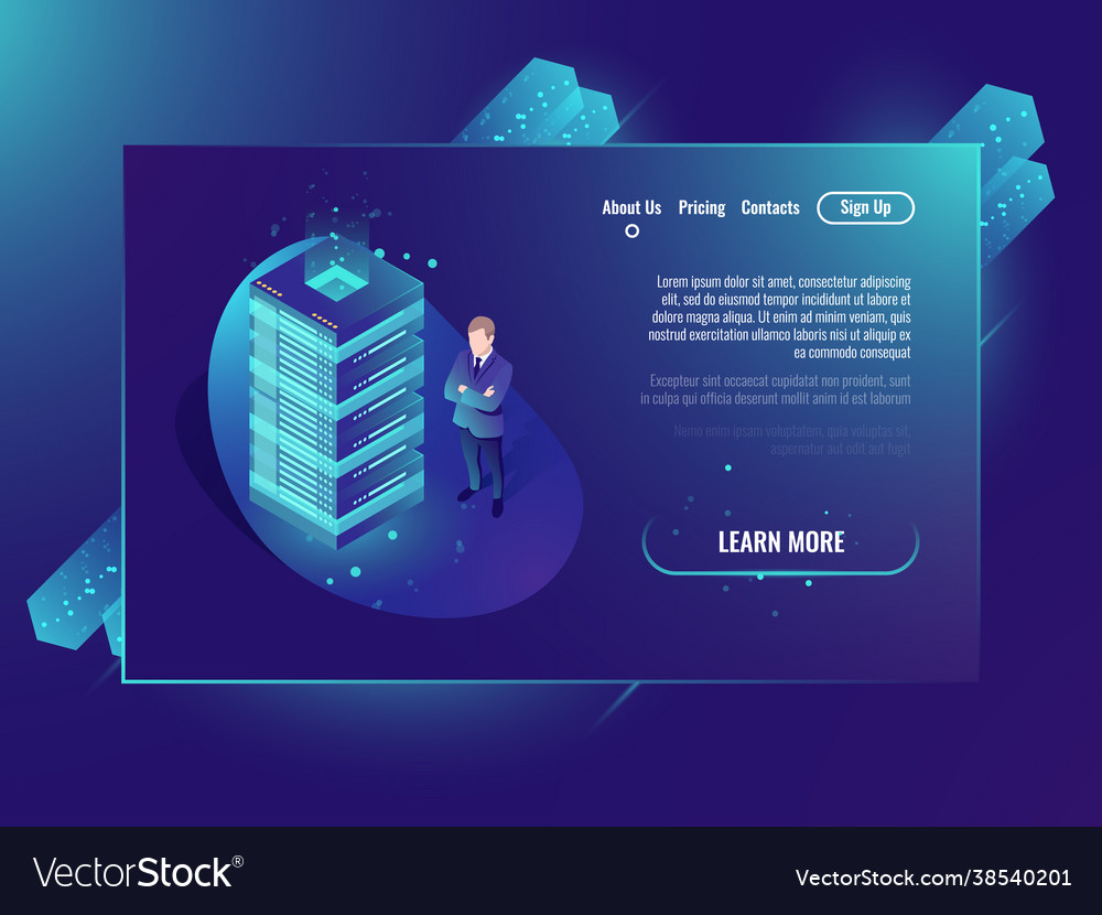 Cloud storage isometric concept data center Vector Image
