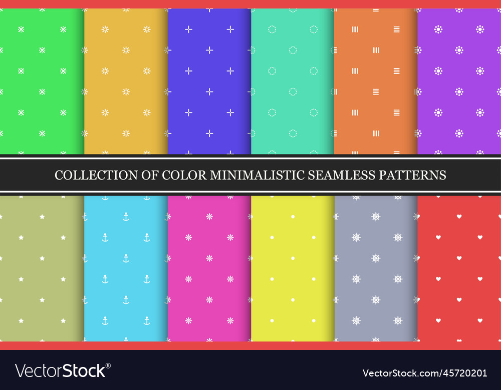 Collection of simple seamless colorful patterns Vector Image