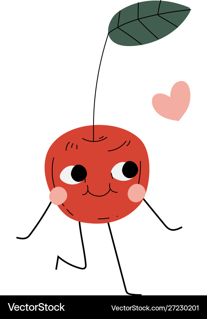 Cute ripe cherry cheerful berry character Vector Image