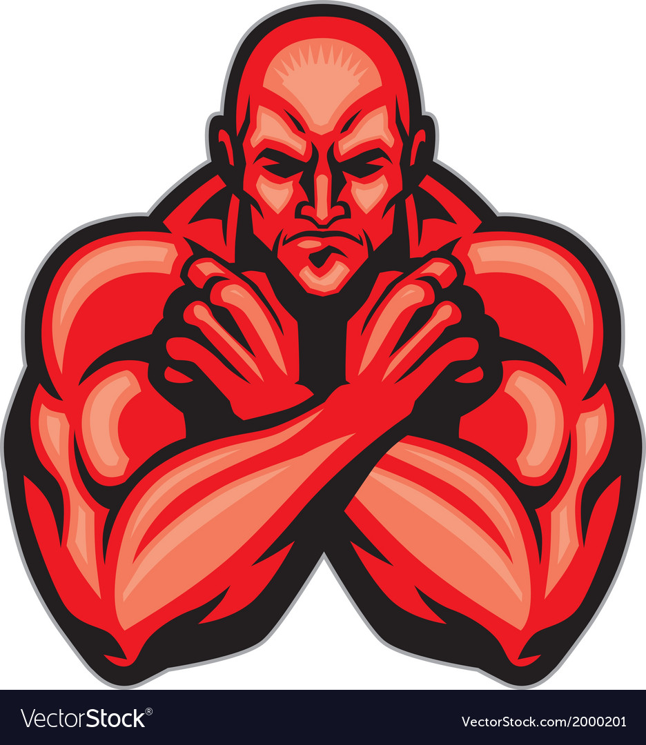 Fighter mascot crossing arm Royalty Free Vector Image Fighter mascot crossing arm Royalty Free Vector Image