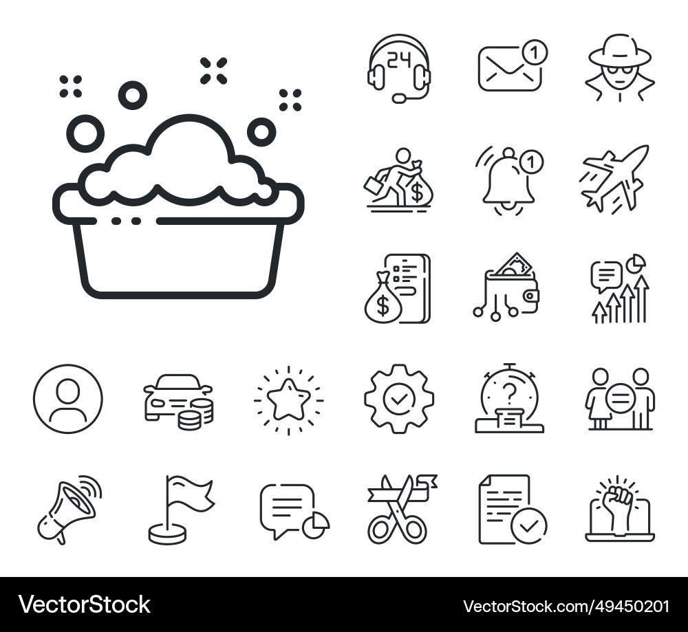 Hand washing line icon laundry service sign Vector Image