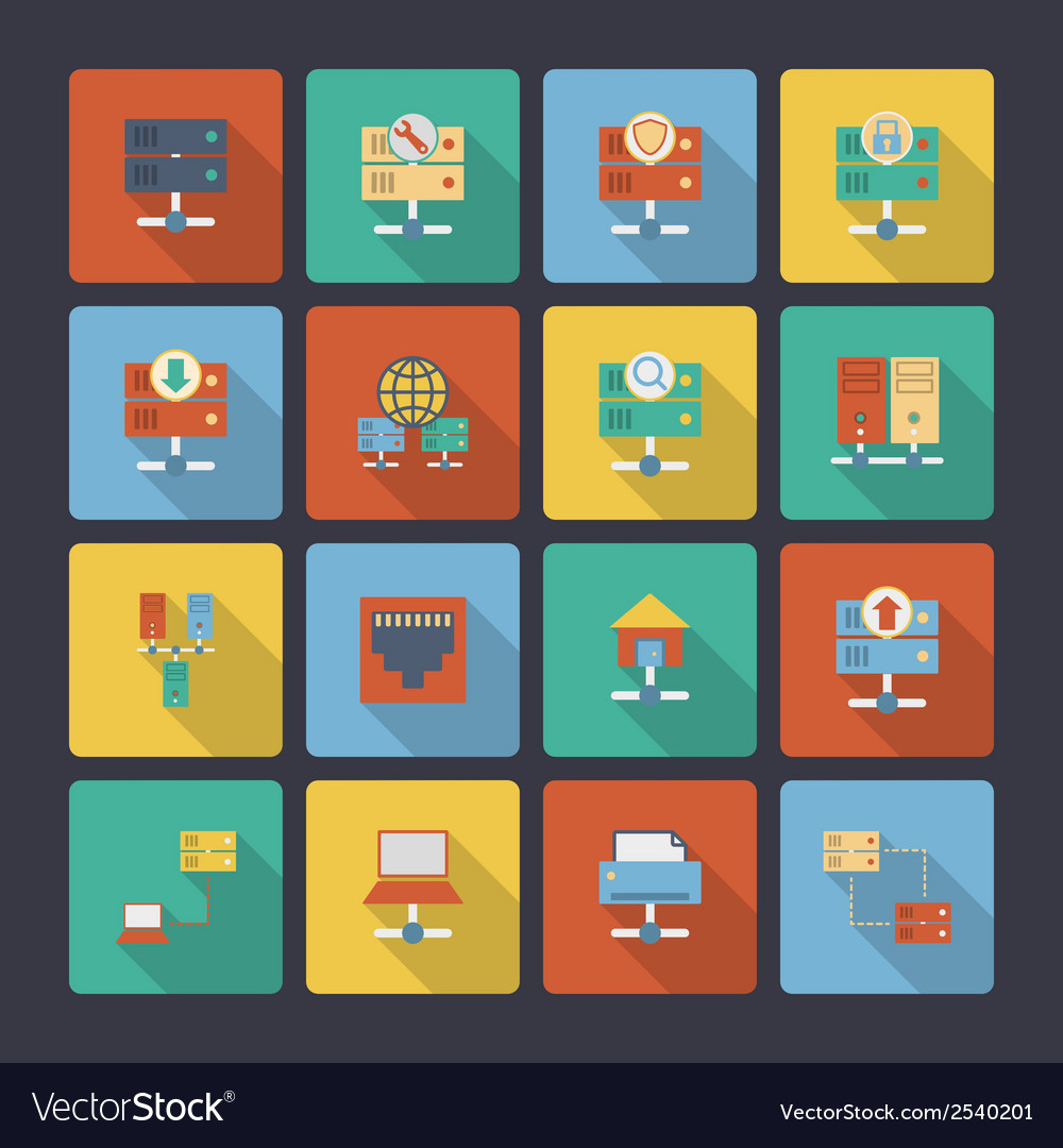 Hosting flat icons Royalty Free Vector Image - VectorStock