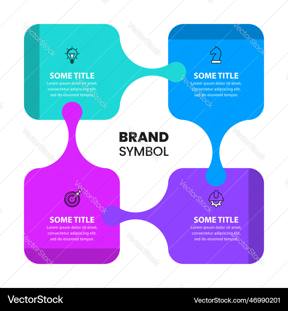 Infographic template 4 squares with text and icons