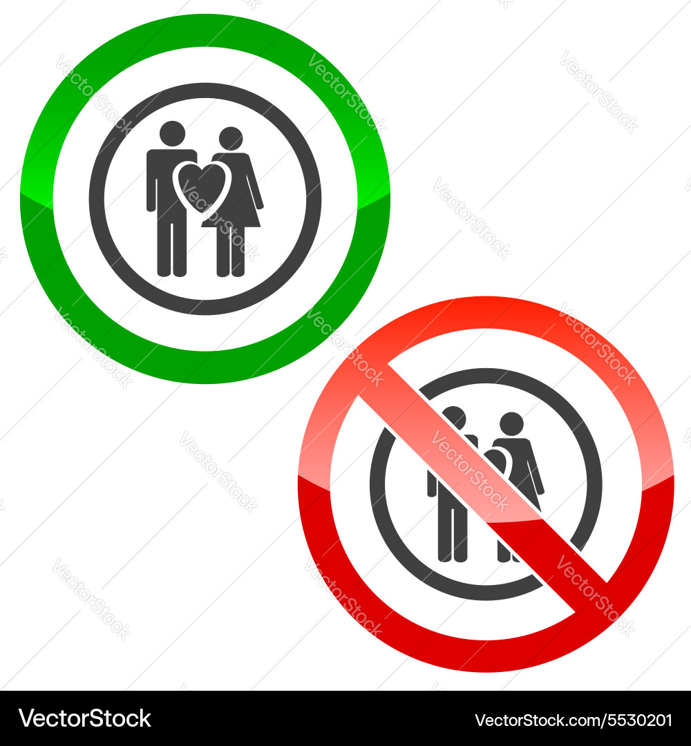 Love couple permission signs Royalty Free Vector Image