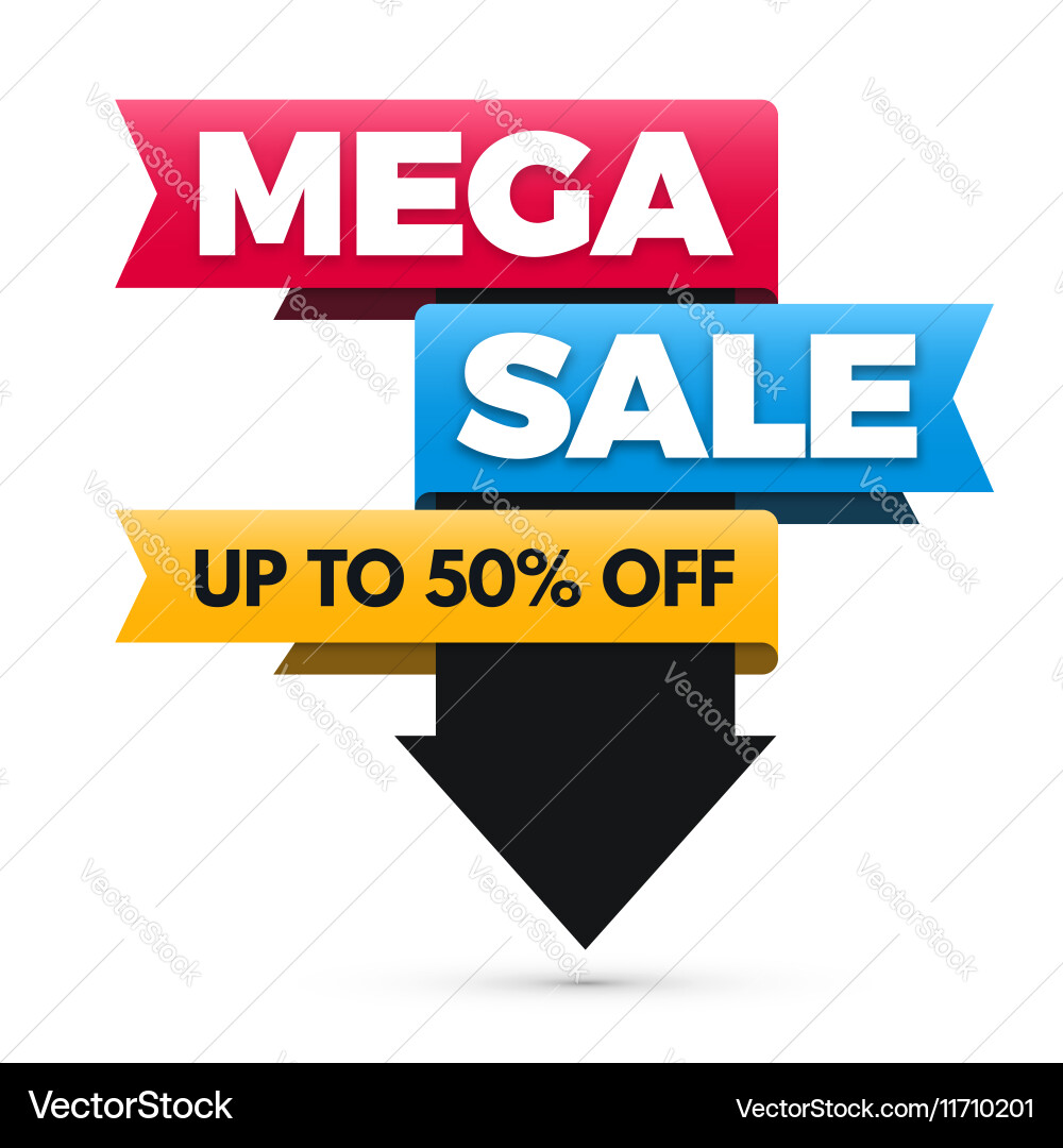 Mega sale banner big poster design Royalty Free Vector Image
