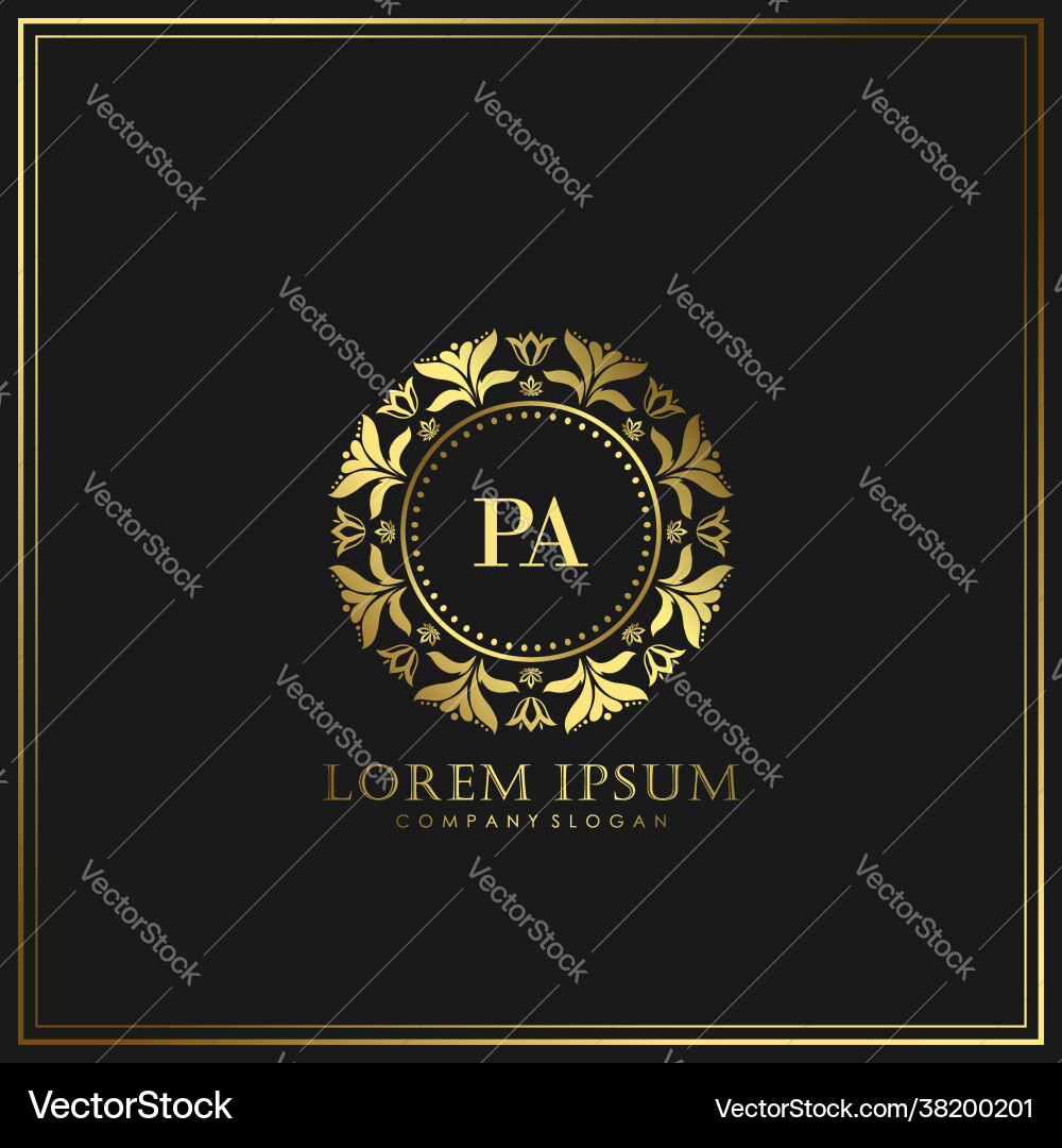 Pa initial letter luxury logo template in art Vector Image